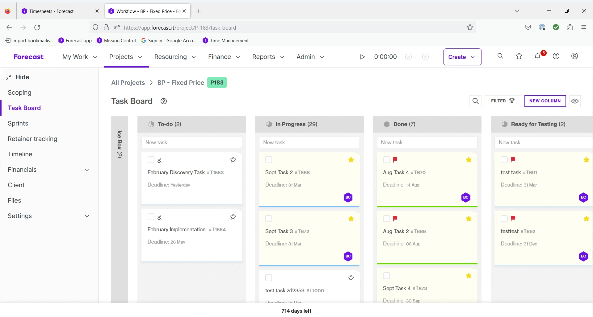 Viewing your Project's Task Board (Kanban Board) – Forecast