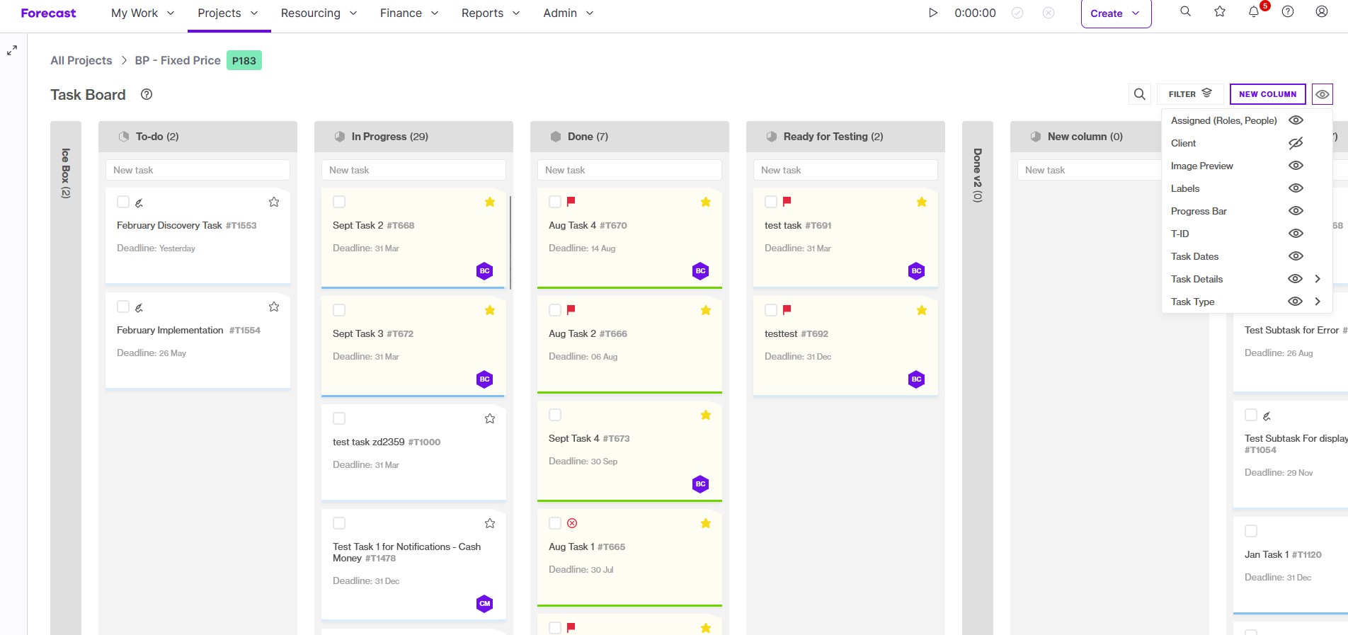 Viewing your Project's Task Board (Kanban Board) – Forecast