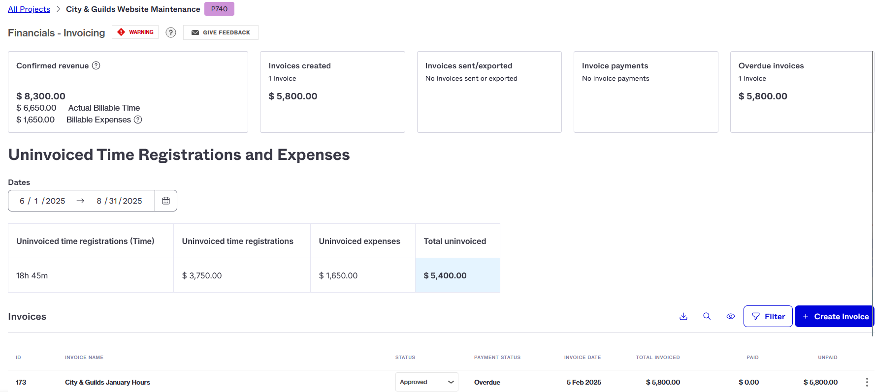 Overview of Invoicing – Forecast